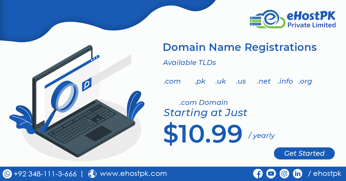 Premium Domain Registration in Pakistan - eHostPK