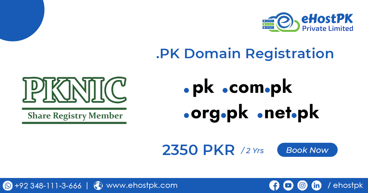 Register your PK Domains with eHostPK